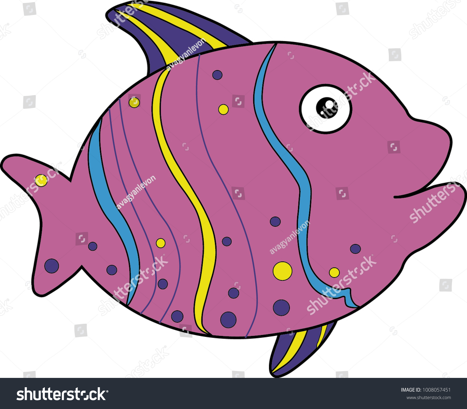 Pink Cartoon Fish Stock Vector (Royalty Free) 1008057451 | Shutterstock