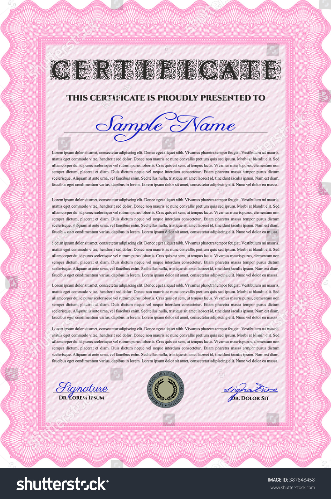 Pink Certificate Template Diploma Template Beauty Stock Vector (Royalty ...