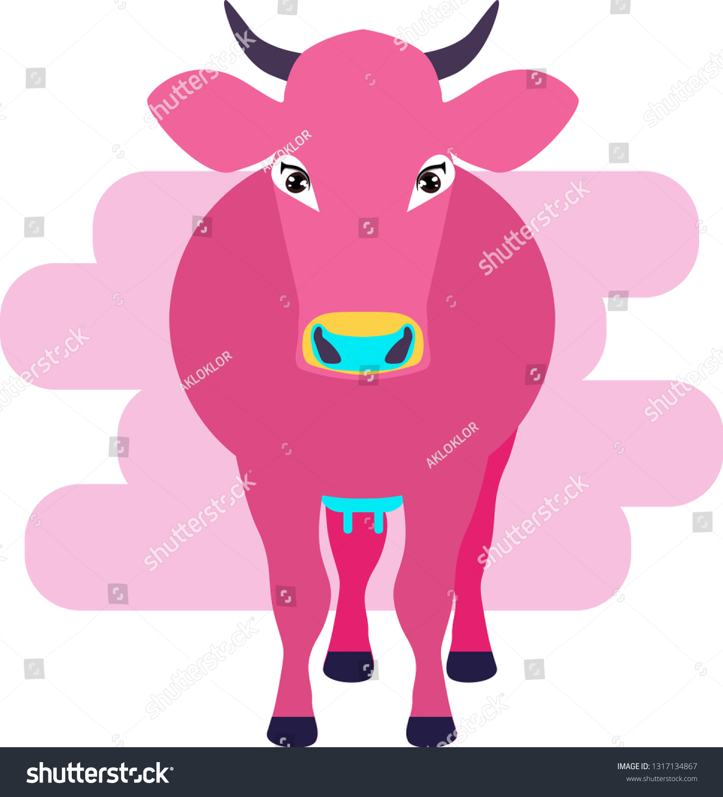 Pink Cow Vector Emblem Stock Vector (Royalty Free) 1317134867 ...