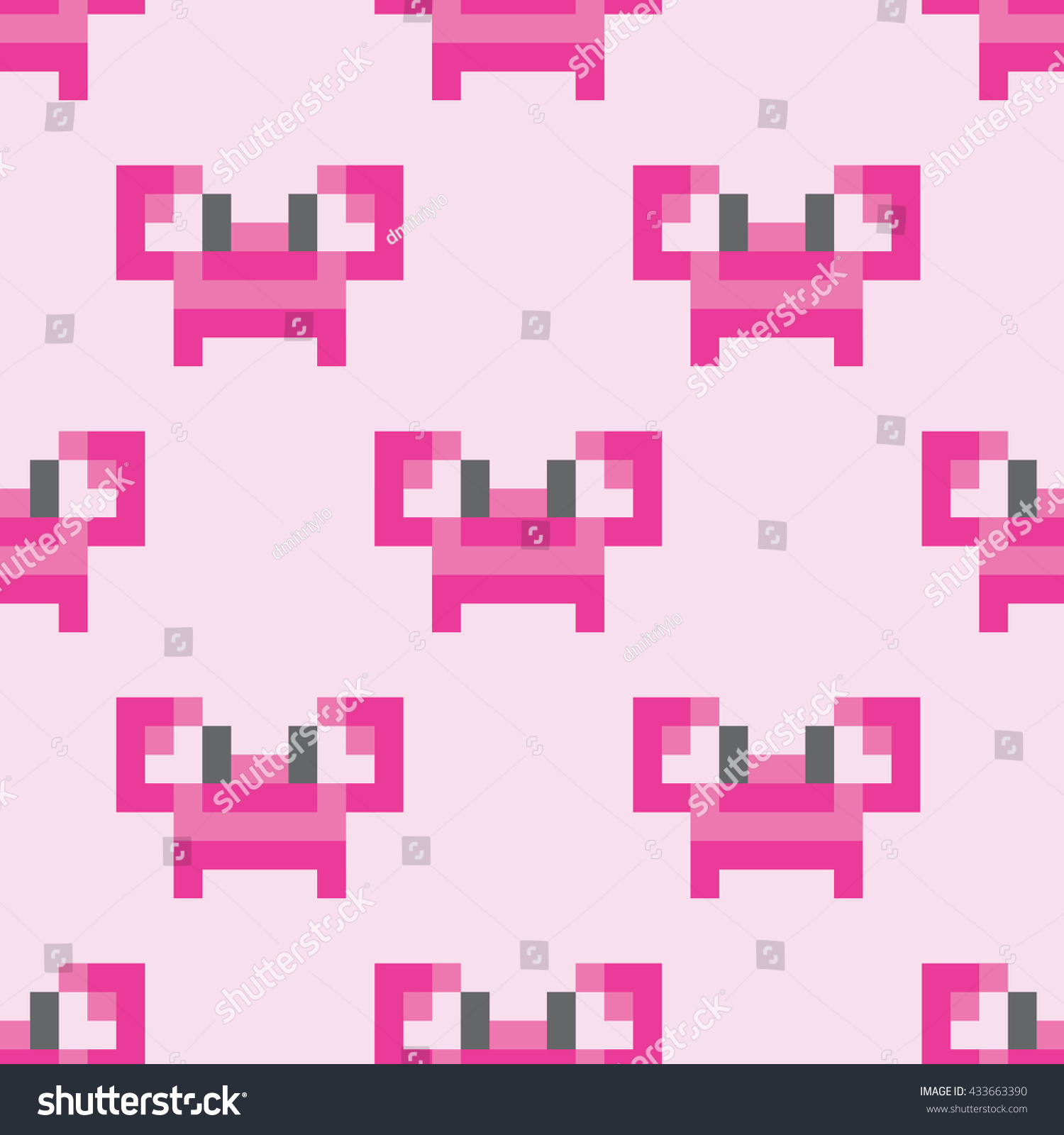 Pink Crabs Pixel Art Style Seamless Stock Vector (Royalty Free ...