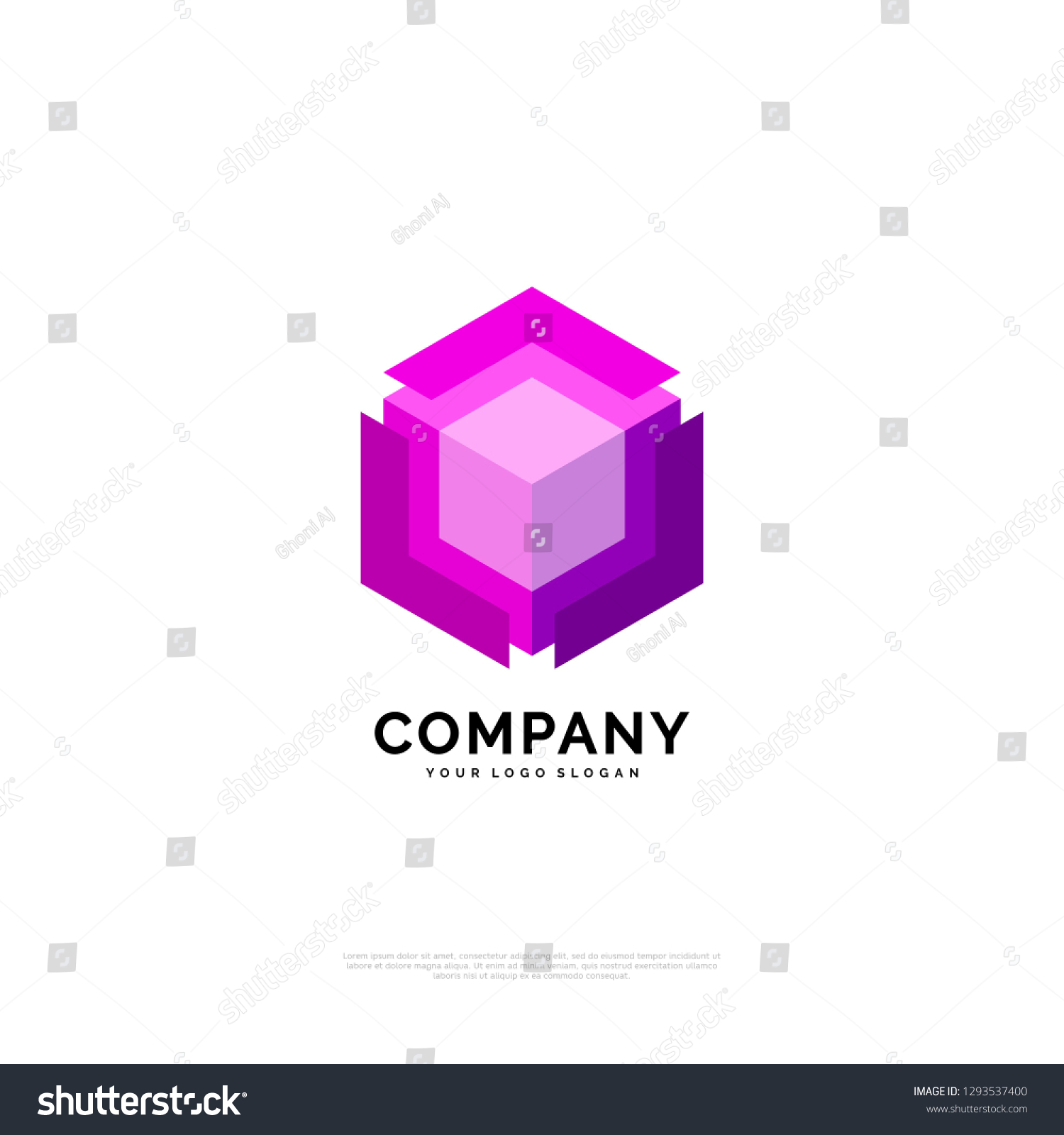Pink Cube Logo Design Template Creative: vetor stock (livre de direitos ...