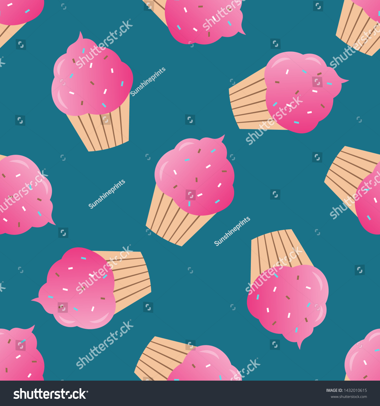 Pink Cupcake Seamless Pattern Vector Illustration Stock Vector (Royalty ...
