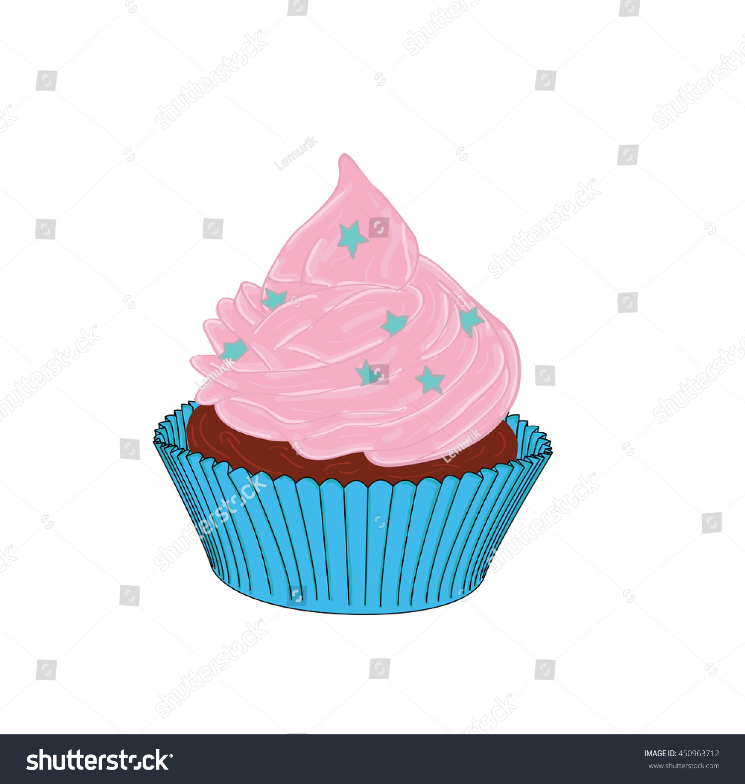 Pink Cupcake Vector Illustration Stock Vector (Royalty Free) 450963712 ...
