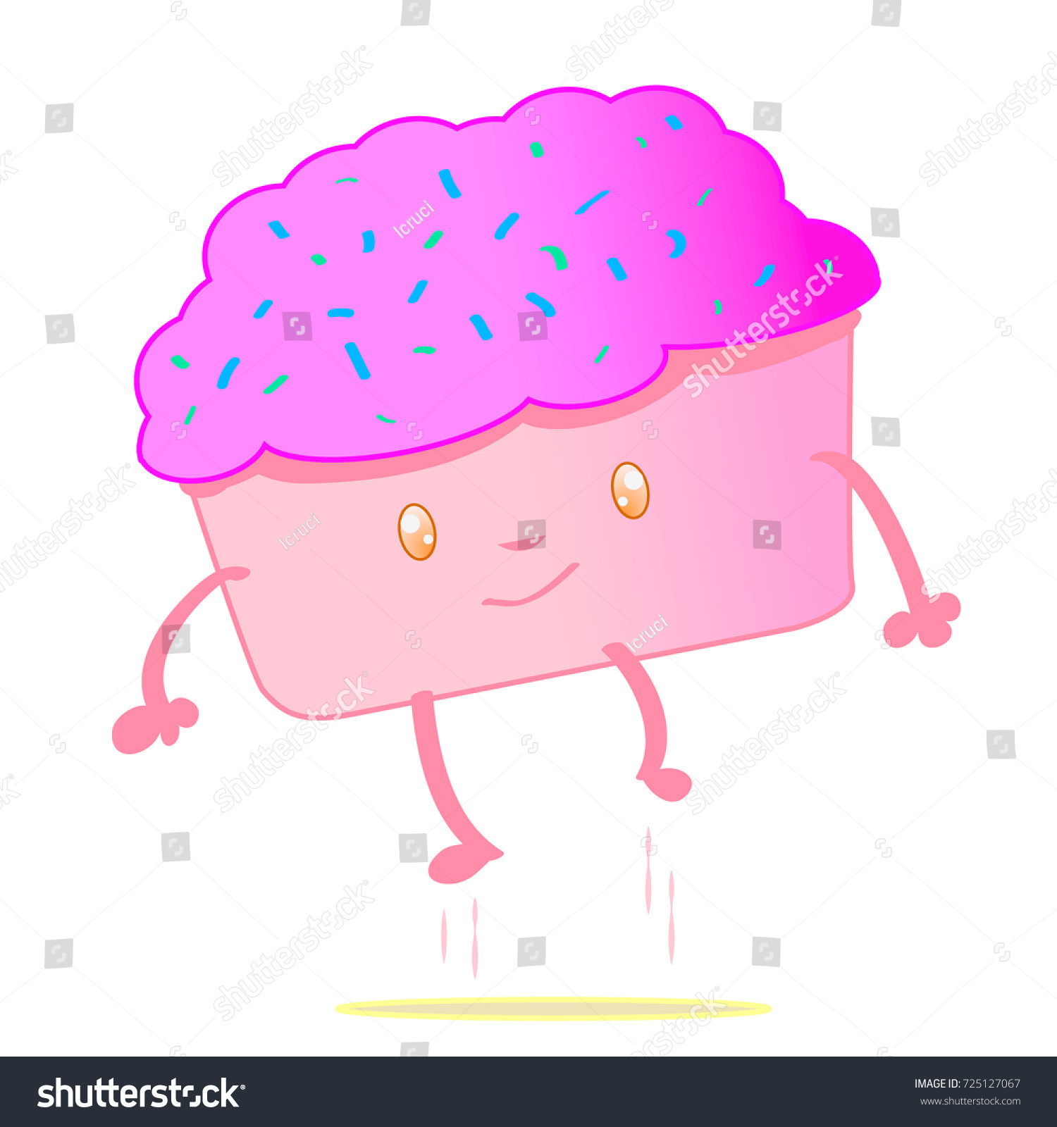 Pink Cupcake Funny Face Jumping Stock Vector (Royalty Free) 725127067 ...