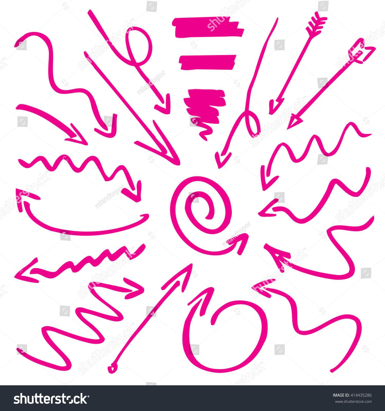 Pink Drawn Arrows Vector Illustration Stock Vector (Royalty Free) 414435286