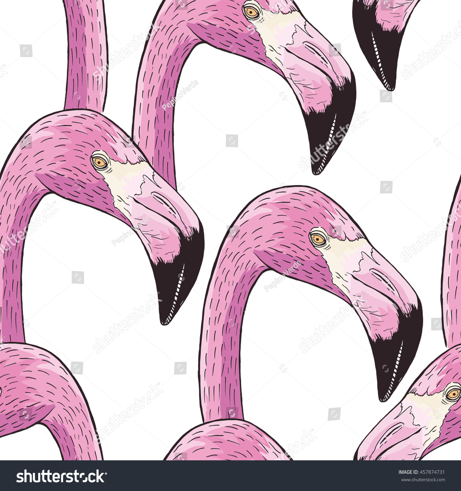 Pink Flamingo Bird Pattern Stock Vector (Royalty Free) 457874731 ...