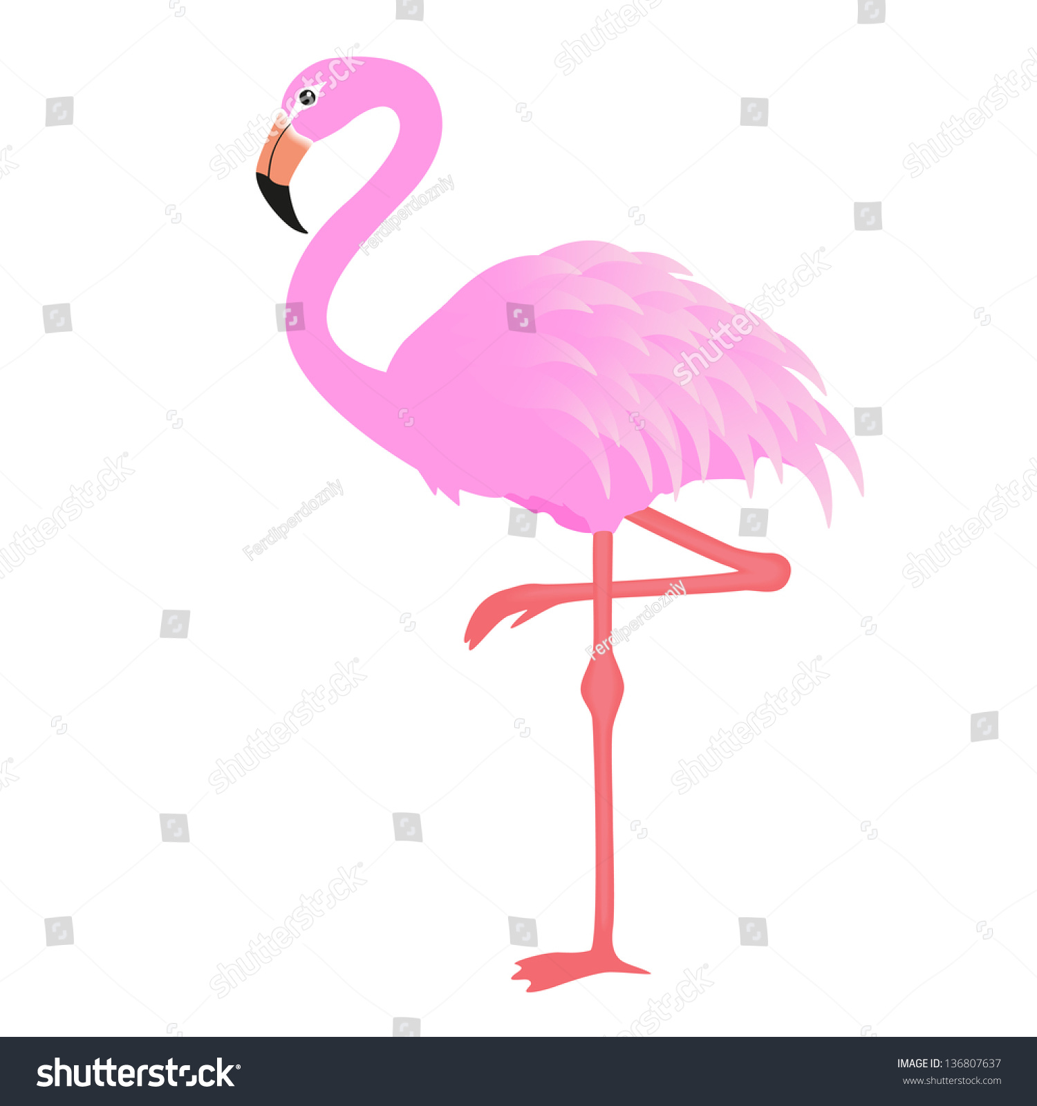 Pink Flamingo Vector Stock Vector (Royalty Free) 136807637 - Shutterstock