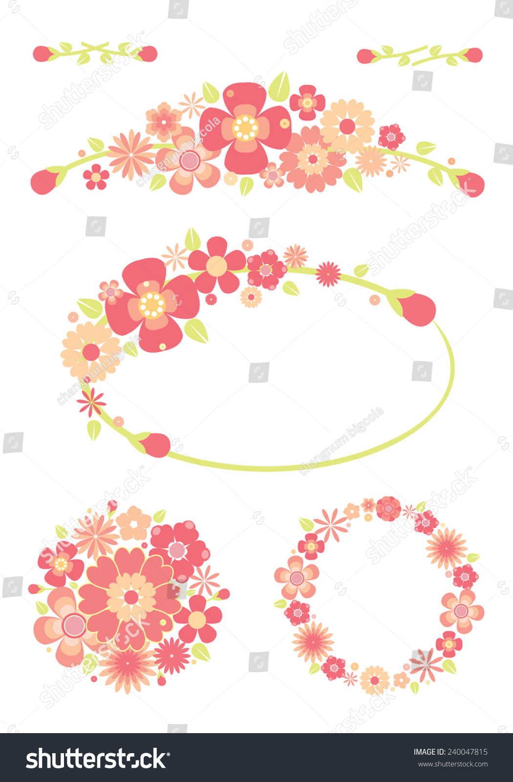 Pink Flower Border Design Stock Vector (Royalty Free) 240047815 ...