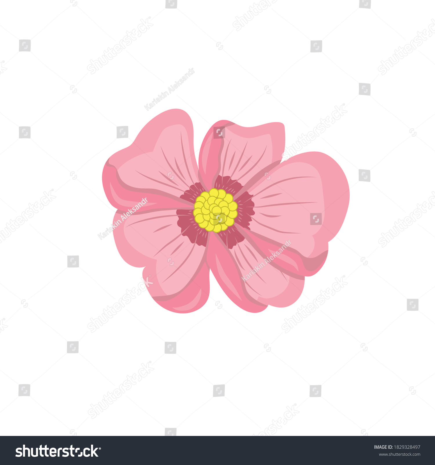 Pink Flower Drawing Vector Illustration Stock Vector (Royalty Free ...