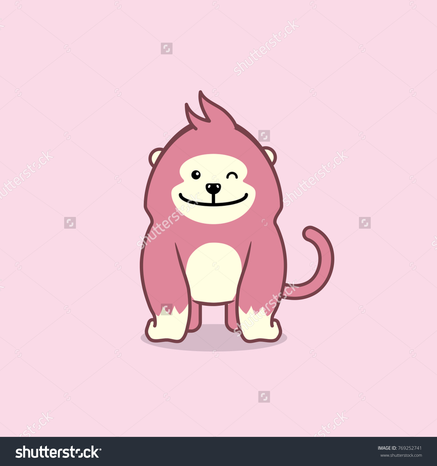 Pink Gorilla Illustration Winking Stock Vector (Royalty Free) 769252741 ...