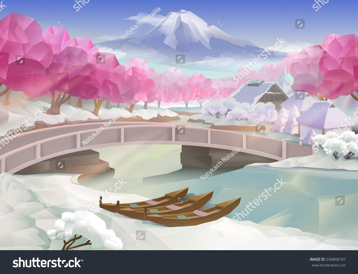 Pink Grove Landscape Vector Background Stock Vector (Royalty Free ...