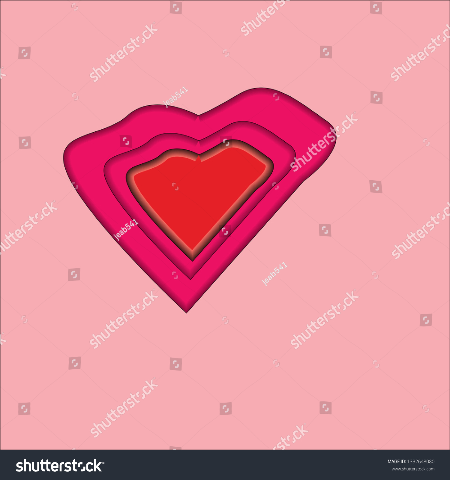 Pink Heart Drawing Stock Vector (Royalty Free) 1332648080
