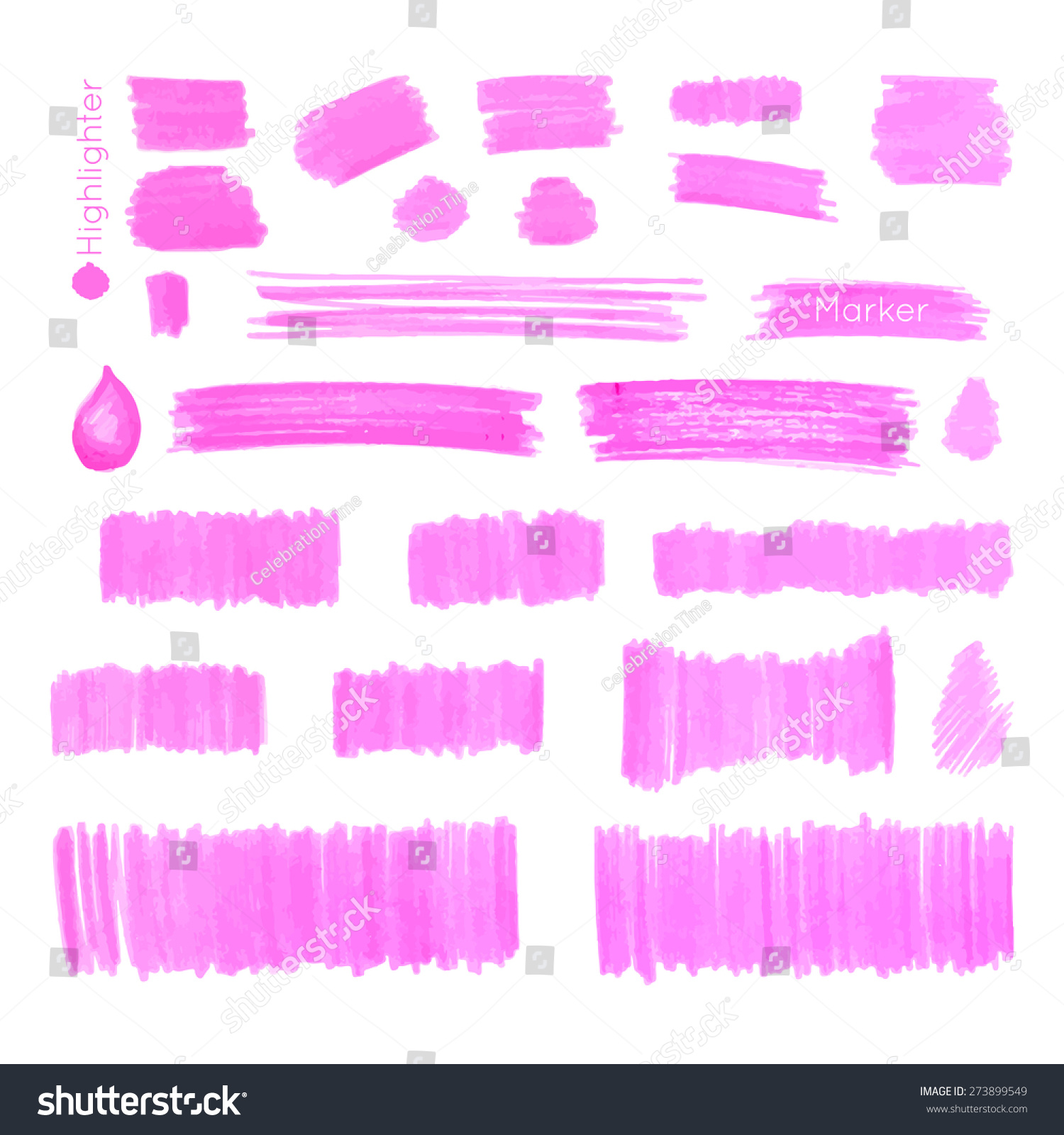 Pink Highlighter Marker Vector Set Stock Vector (Royalty Free ...