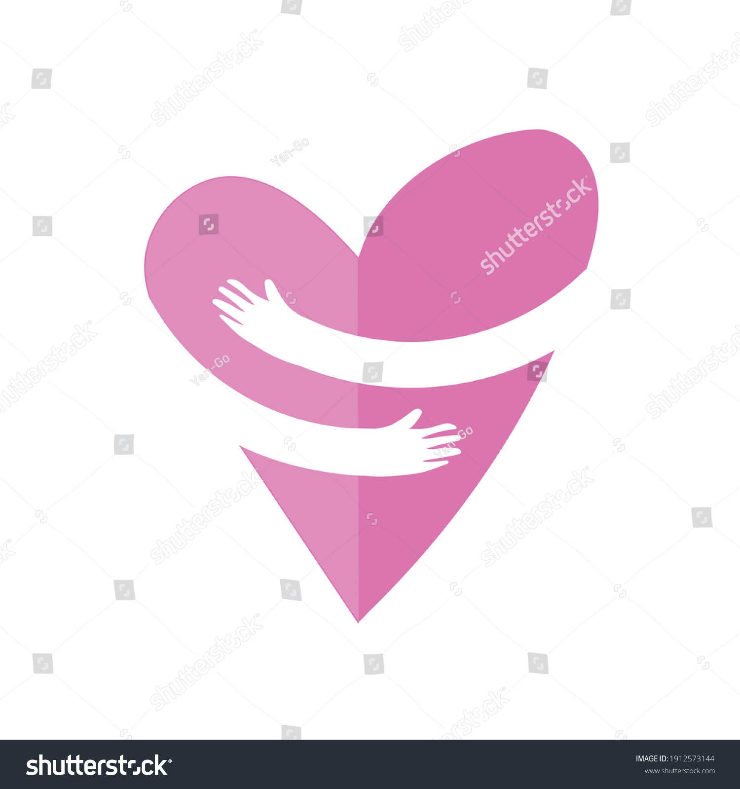Pink Hugging Heart Vector Icon Stock Vector (Royalty Free) 1912573144