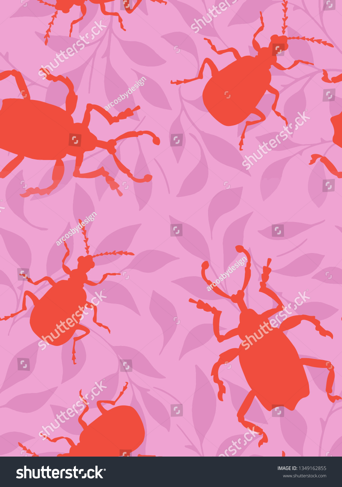 Pink Insects Print Patterns Stock Vector (Royalty Free) 1349162855