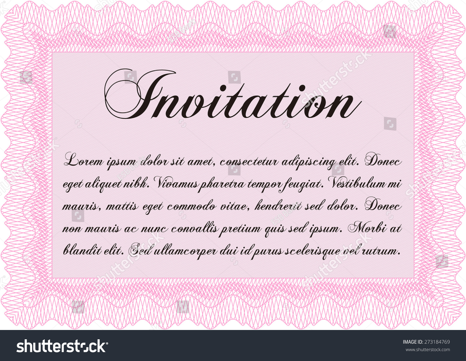 Pink Invitation Template Stock Vector (Royalty Free) 273184769 ...