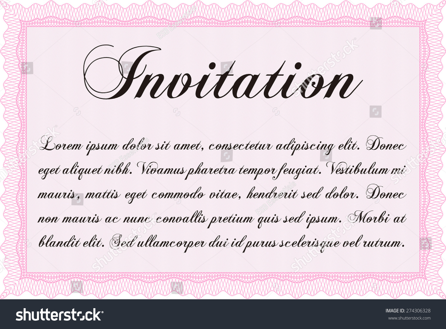Pink Invitation Template Stock Vector (Royalty Free) 274306328 ...