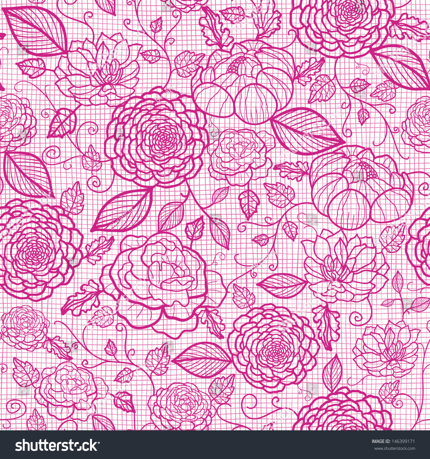 Pink Lace Flowers Seamless Pattern Background Stock Vector Illustration ...