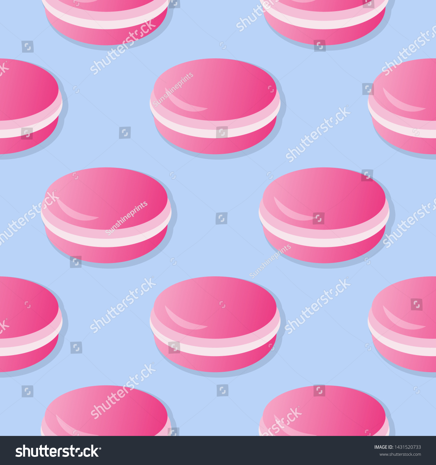 Pink Macaroon Seamless Pattern Vector Illustration Stock Vector ...