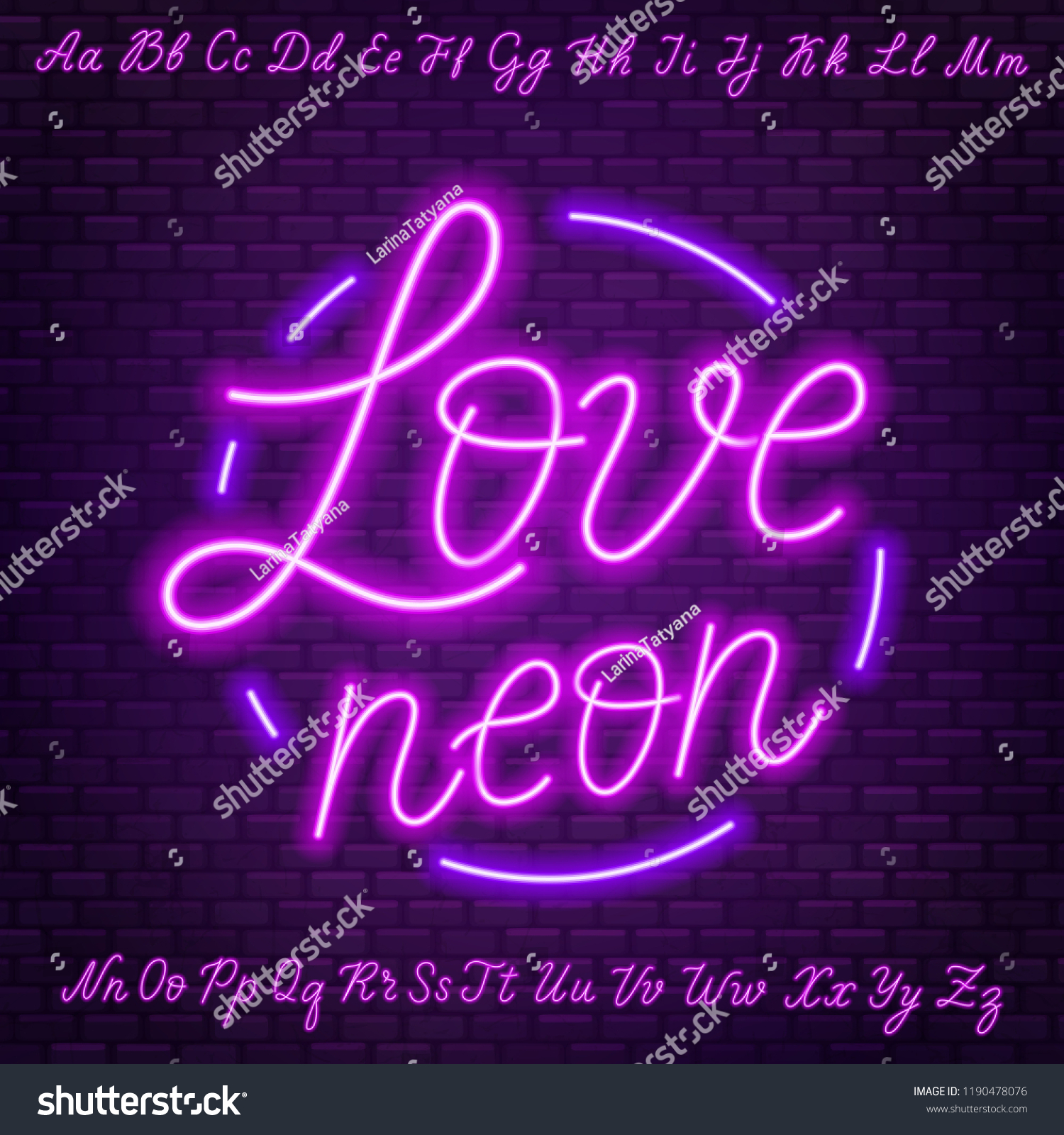Pink Neon Script Uppercase Lowercase Letters Stock Vector (Royalty Free ...