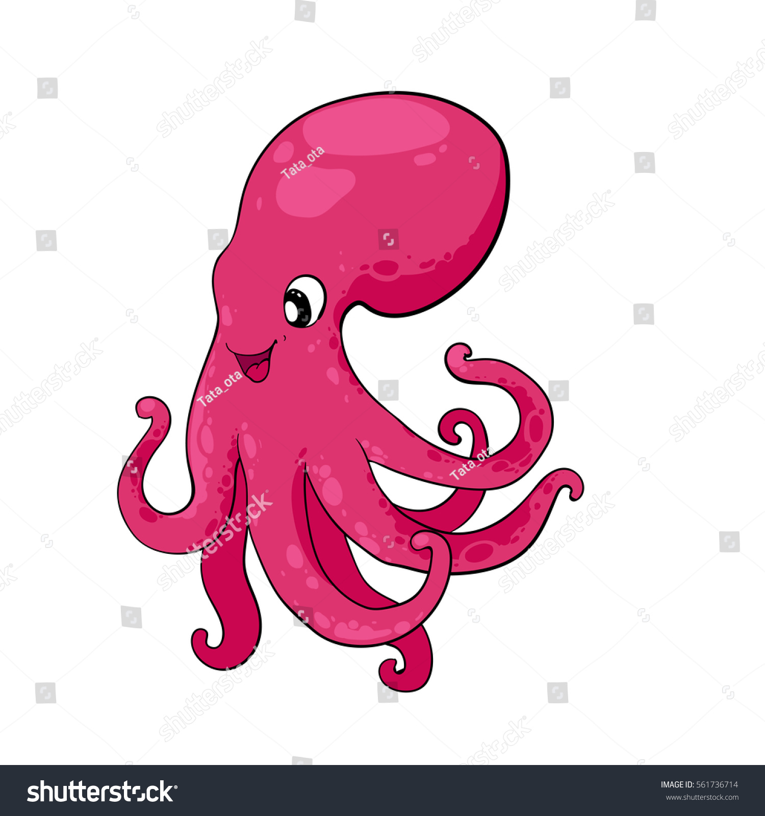 Pink Octopus Illustration Stock Vector 561736714 - Shutterstock