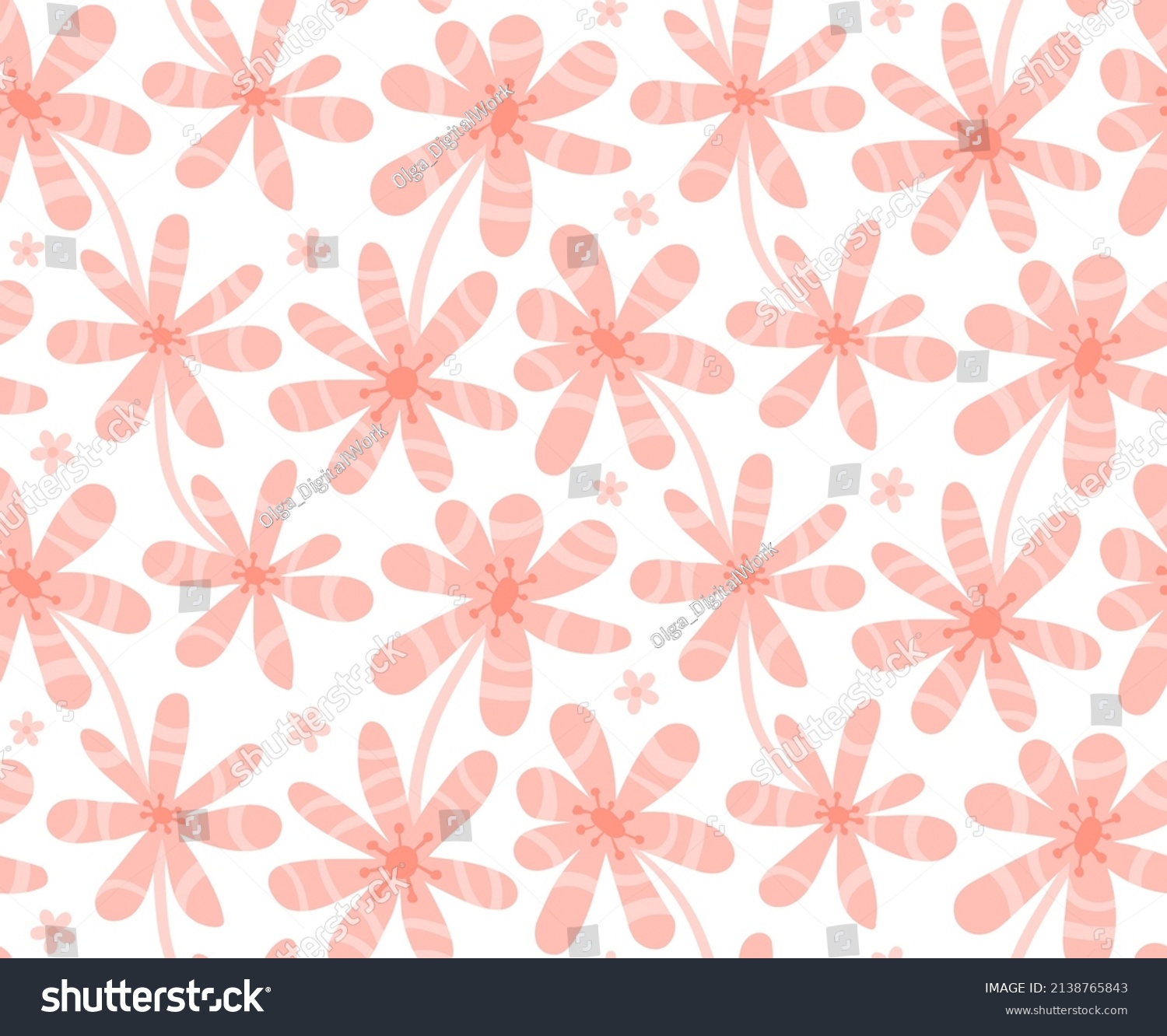 Pink Pastel Flower Seamless Pattern Vector Stock Vector (Royalty Free ...