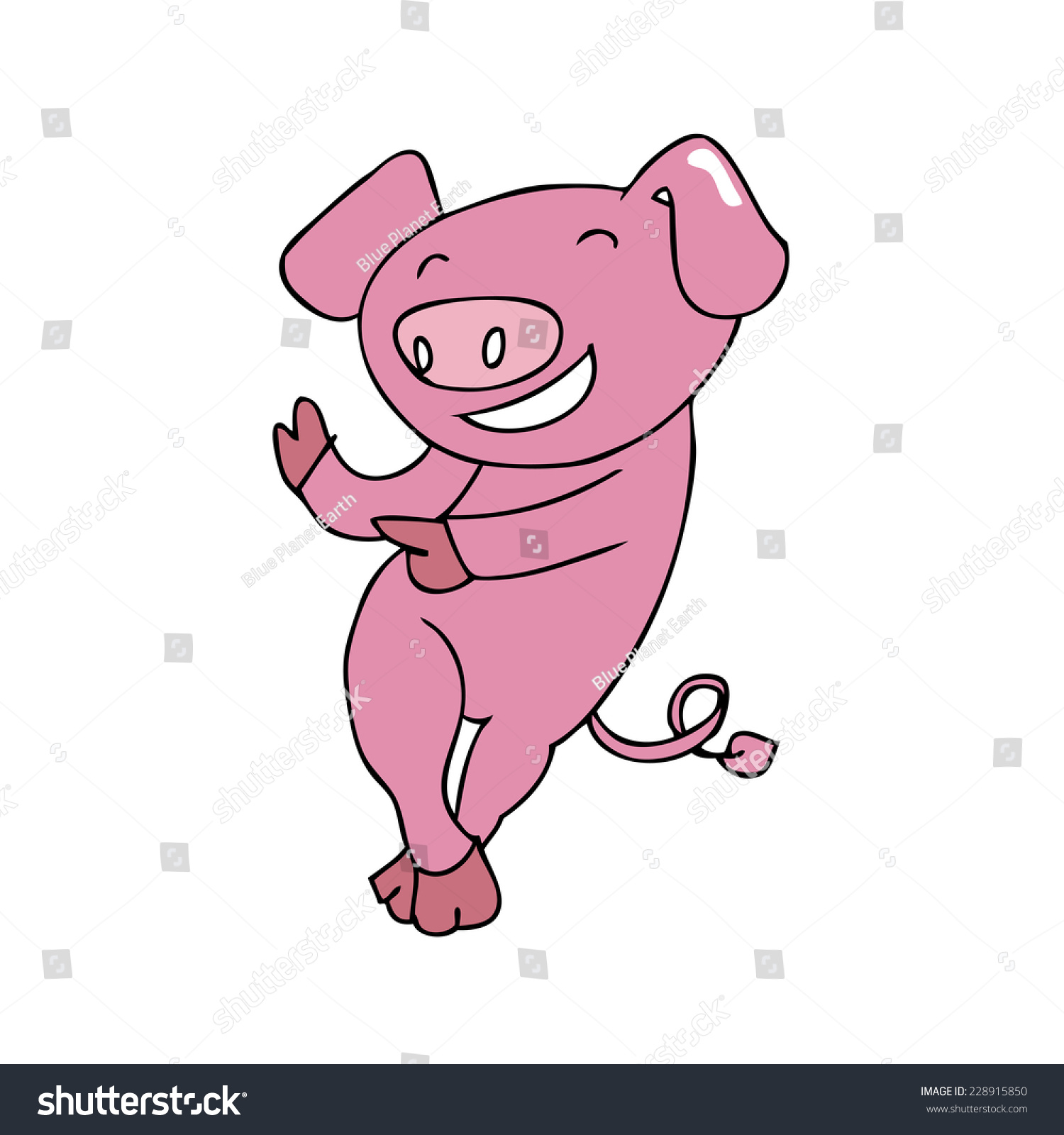 Pink Pig Dancing Cartoon Vector Stock Vector (Royalty Free) 228915850