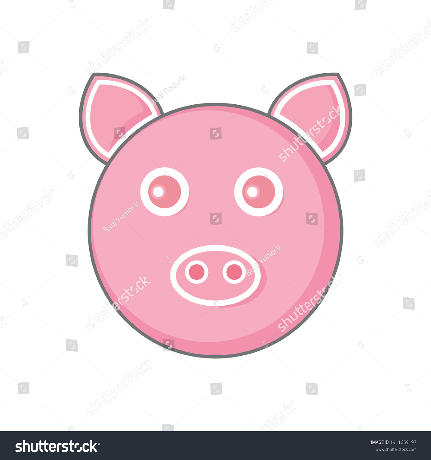 Pink Pig Face Icon Vector Stock Vector (Royalty Free) 1911659197 ...