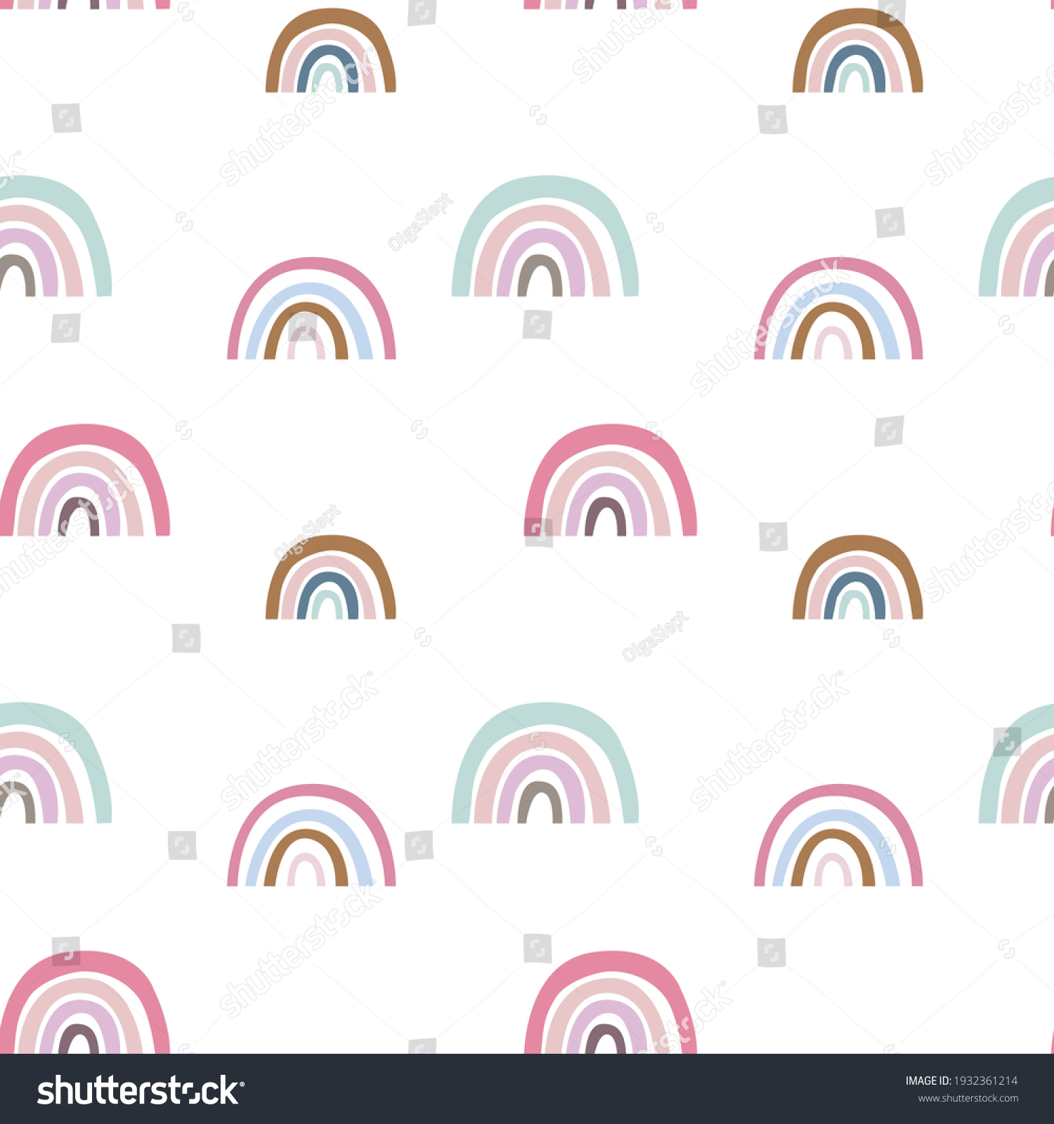 Pink Rainbow Cute Clouds Seamless Pattern Stock Vector (Royalty Free ...