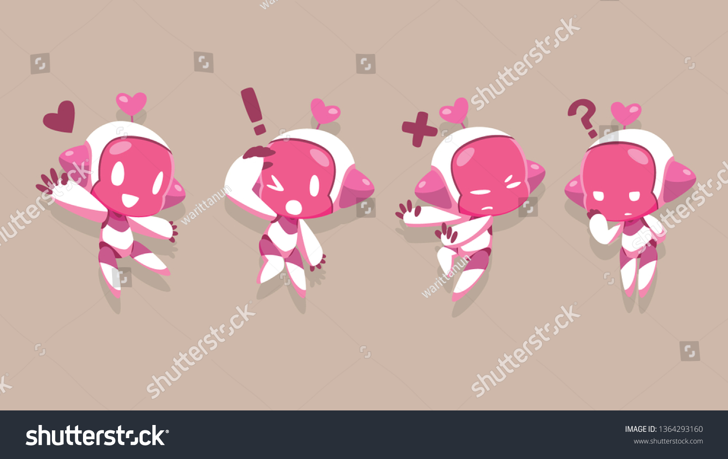 Pink Robot Mascot Stock Vector (Royalty Free) 1364293160
