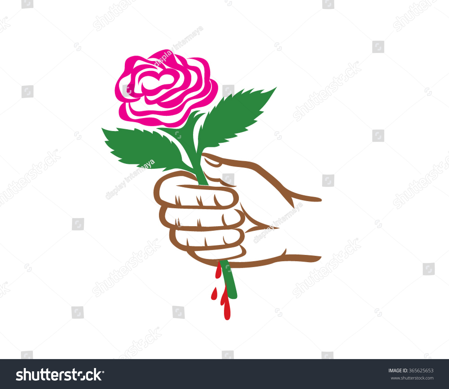 Pink Rose Bleeding Hand Stock Vector (Royalty Free) 365625653