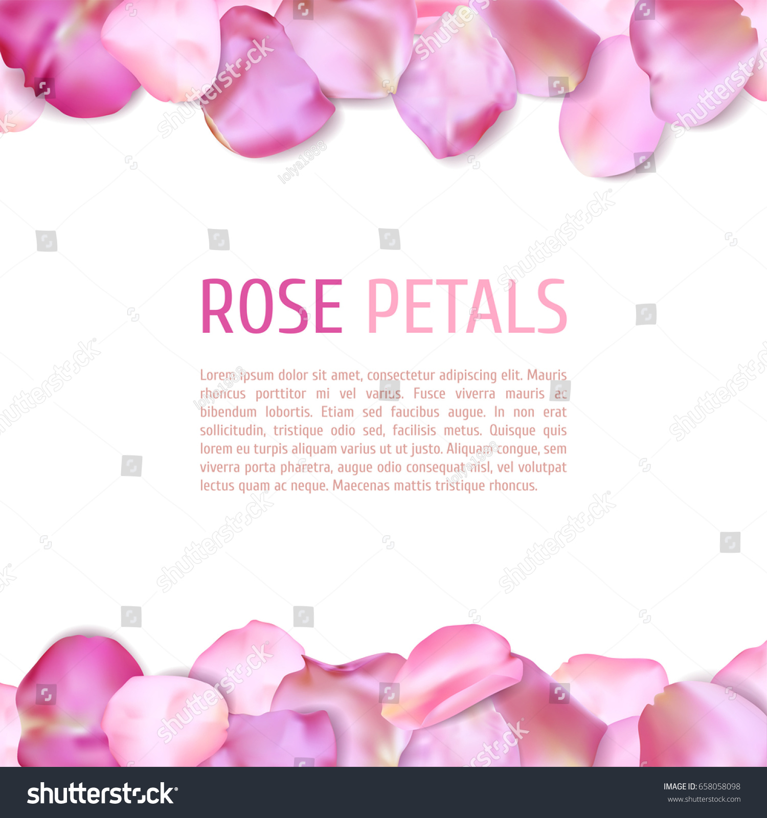 Pink Rose Petals Border Stock Vector (Royalty Free) 658058098