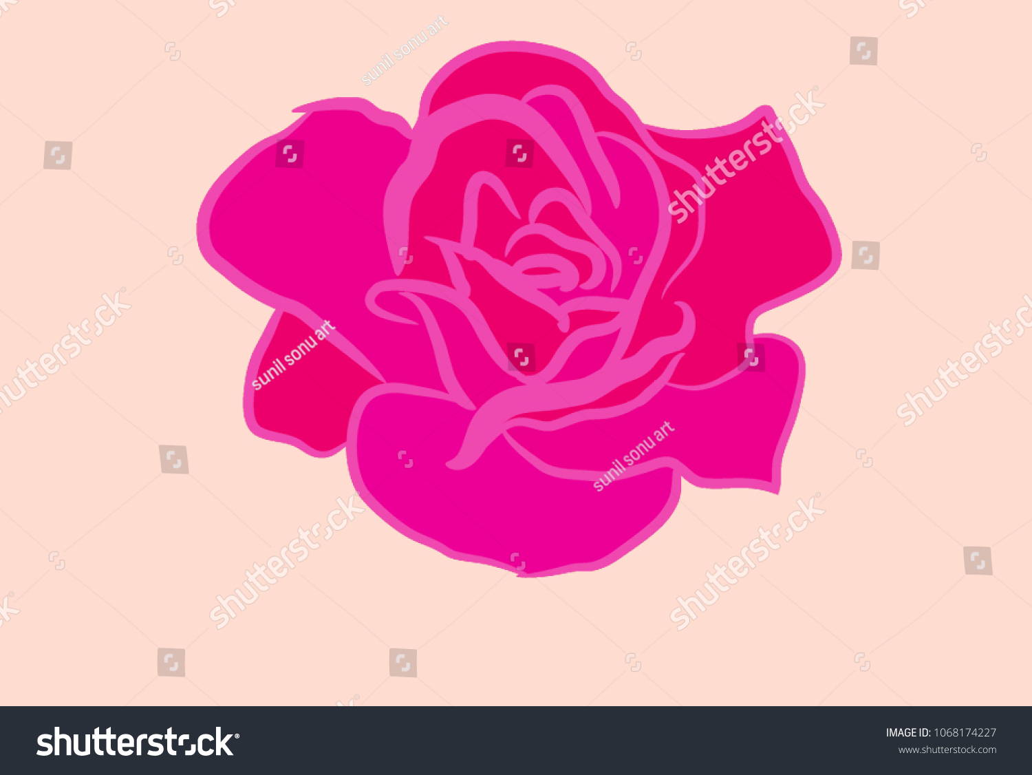 Pink Rose Vector Graphics Illustrated Stock Vector (Royalty Free ...
