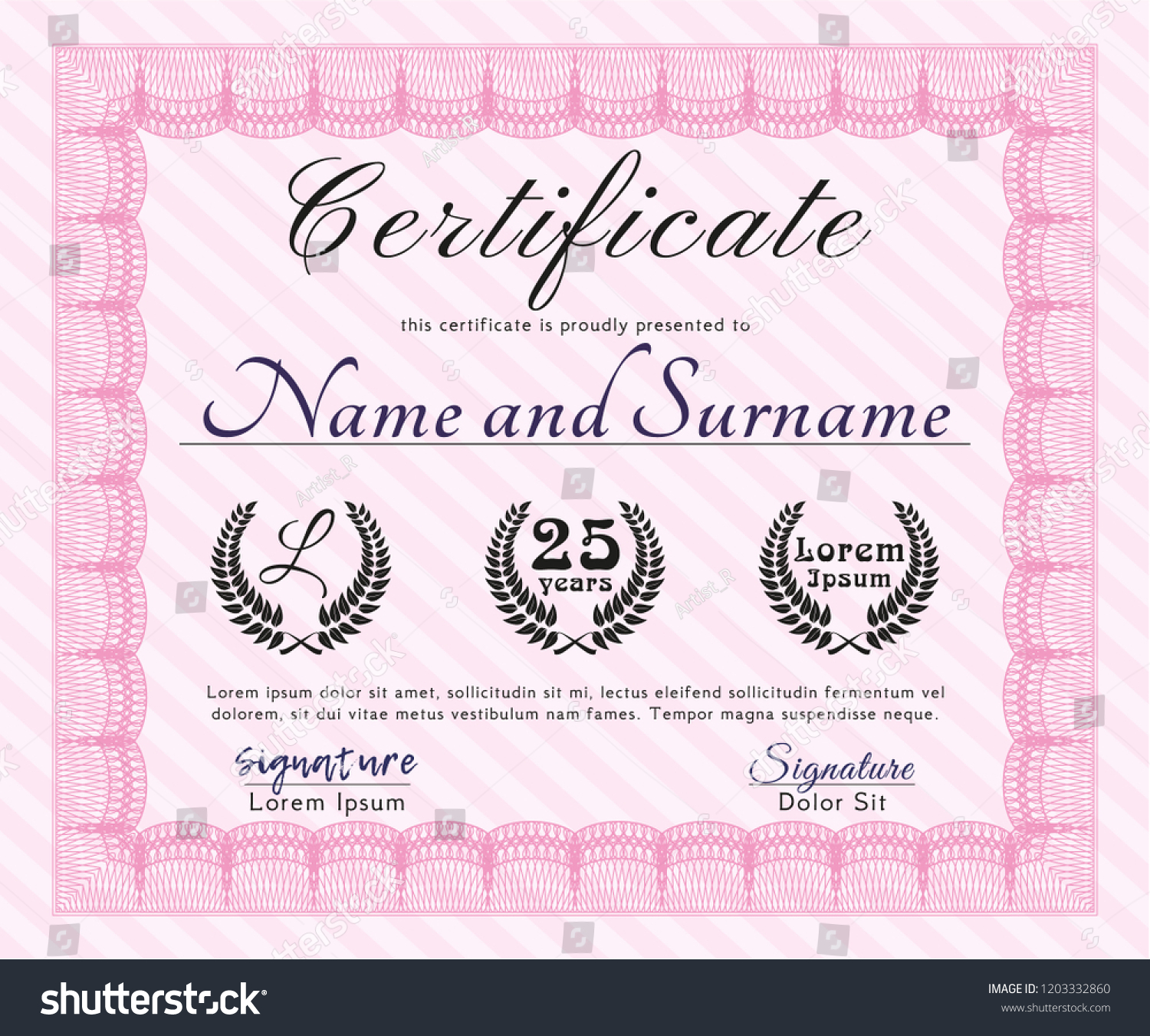 Pink Sample Certificate Linear Background Money Stock Vector (Royalty ...