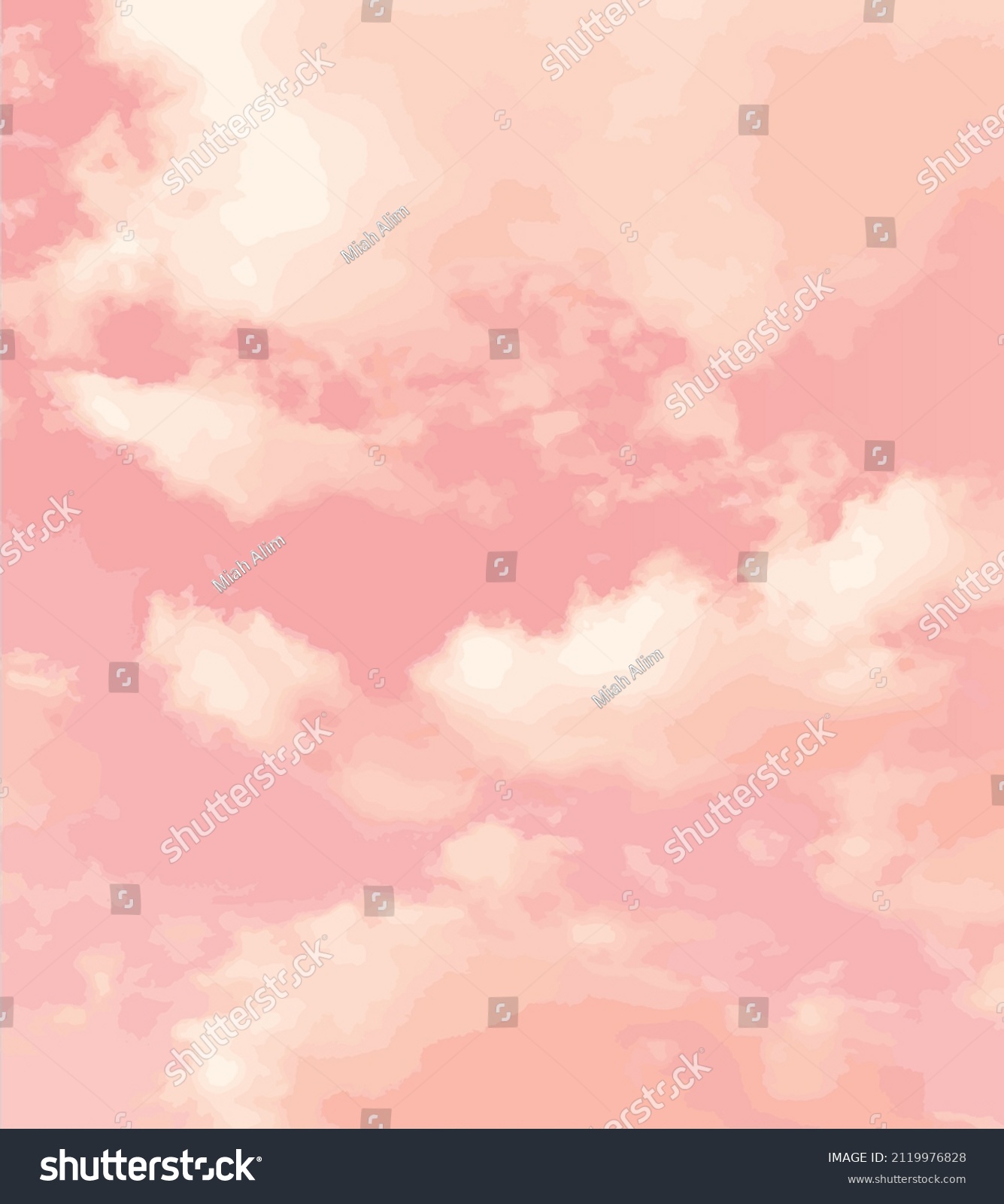 Pink Sky Clouds Illustation Background Stock Vector (Royalty Free ...