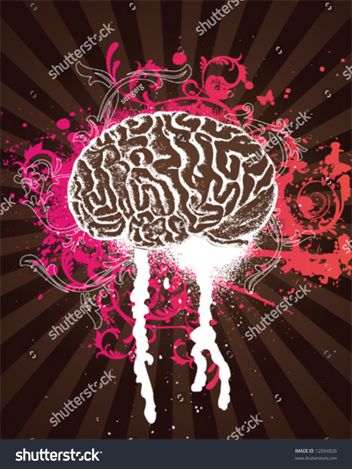Pink Splatter Brain Stock Vector (Royalty Free) 12054826