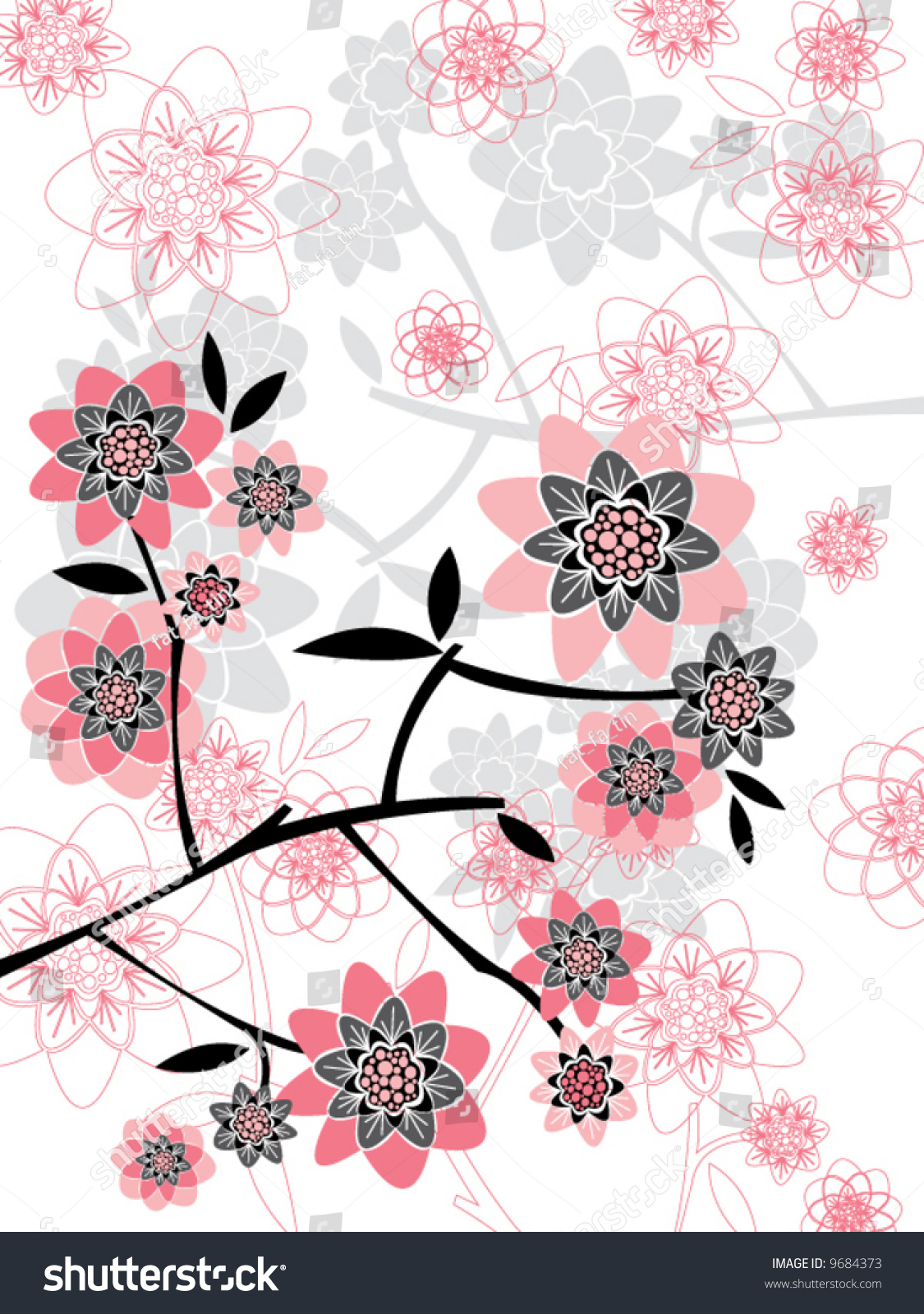 Pink Spring Floral Silhouettes Vector Stock Vector (Royalty Free ...