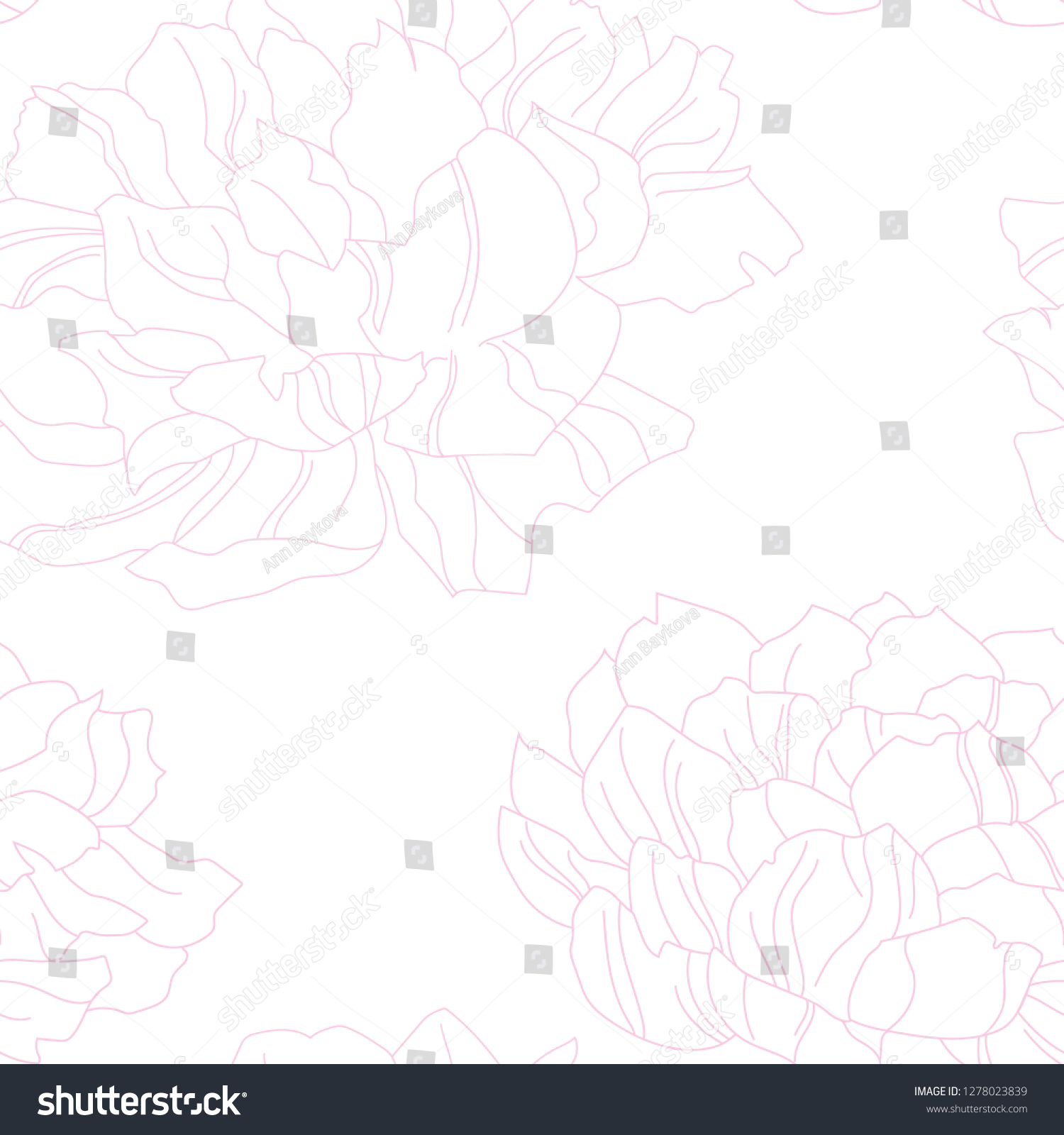 Pion Flower Vector Stock Vector (Royalty Free) 1278023839
