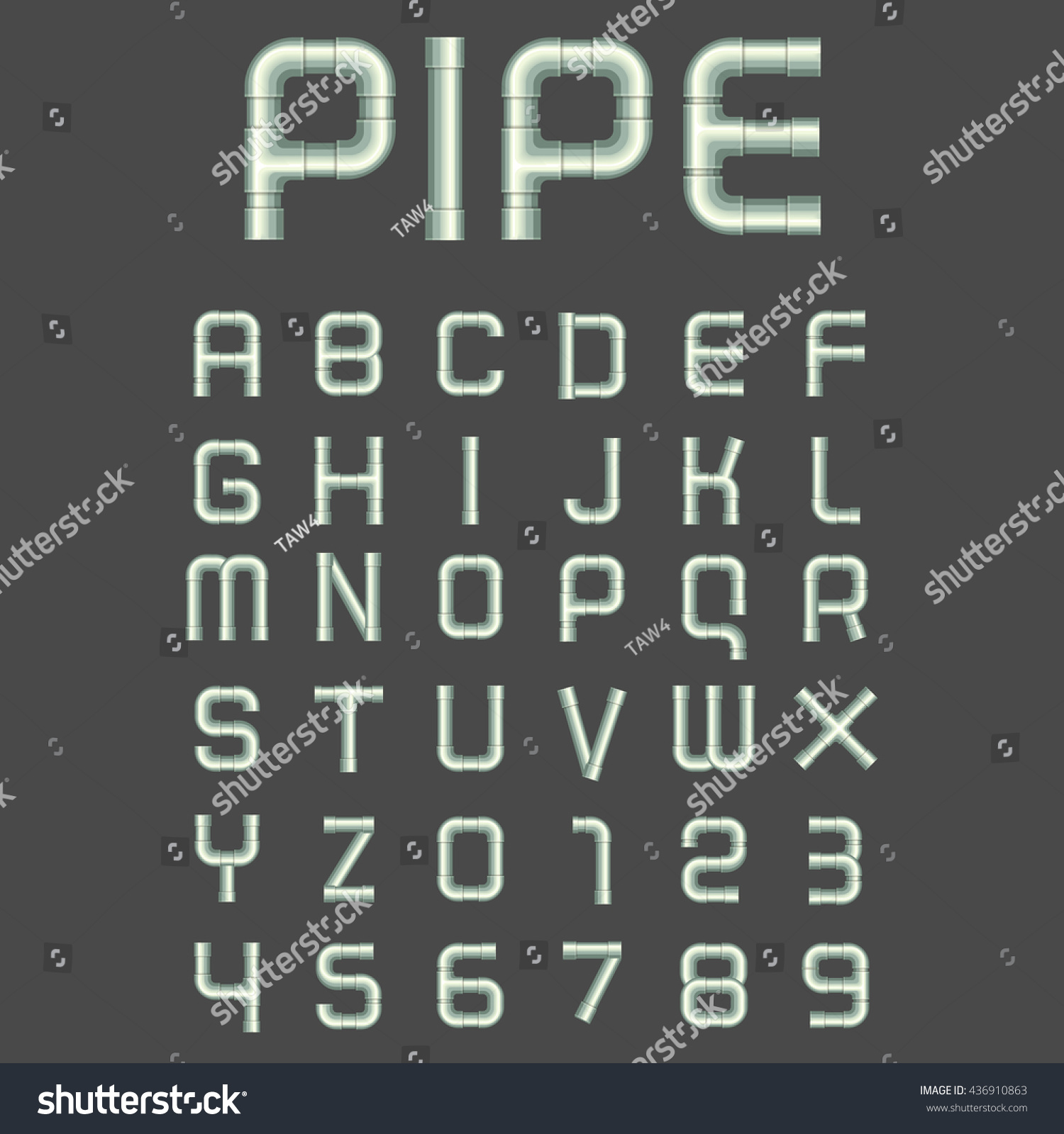 Pipe Font Vector Art Isolated On Stock Vector (Royalty Free) 436910863