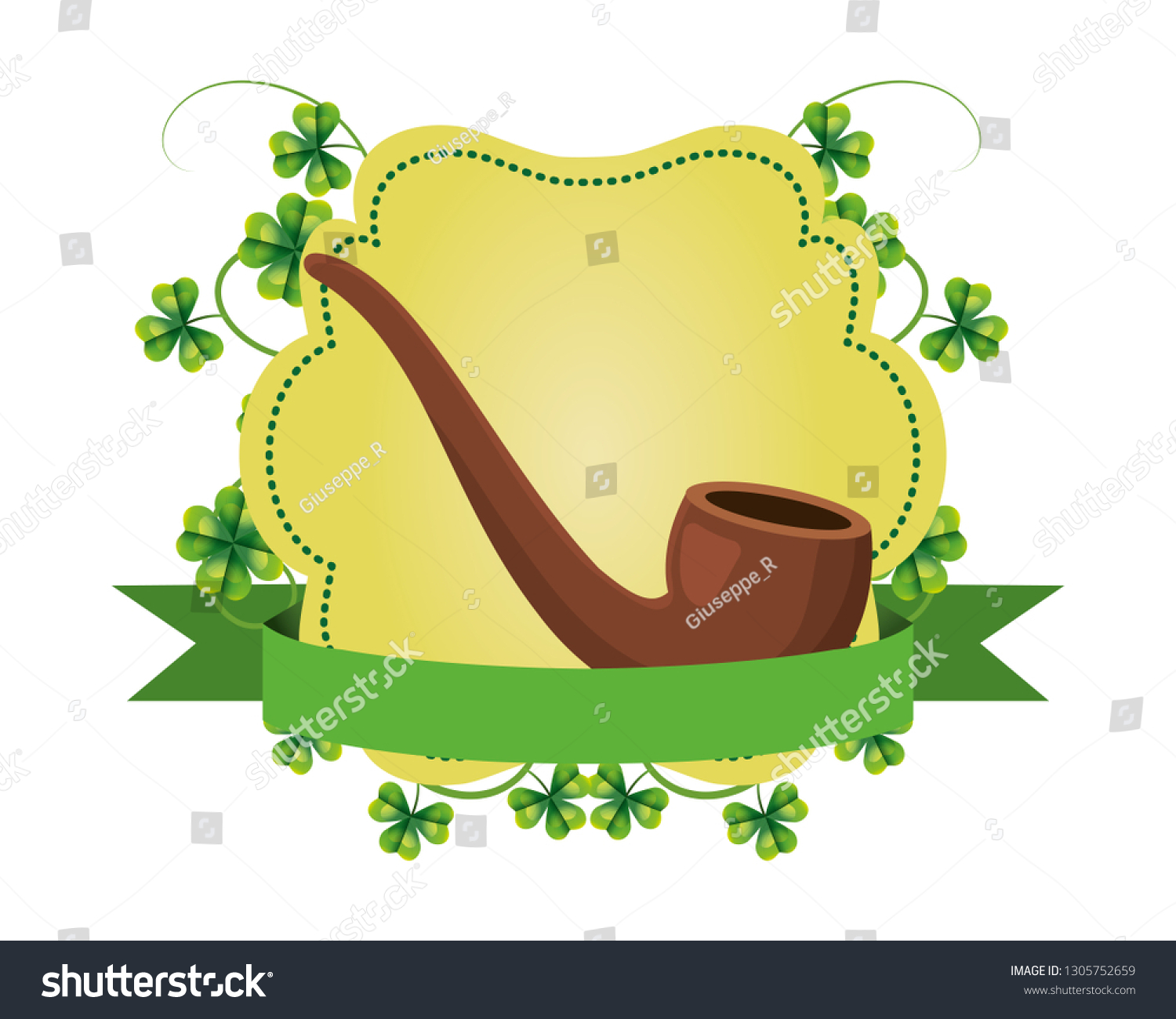 Pipe Smoke Clover Frame Banner Stock Vector (Royalty Free) 1305752659