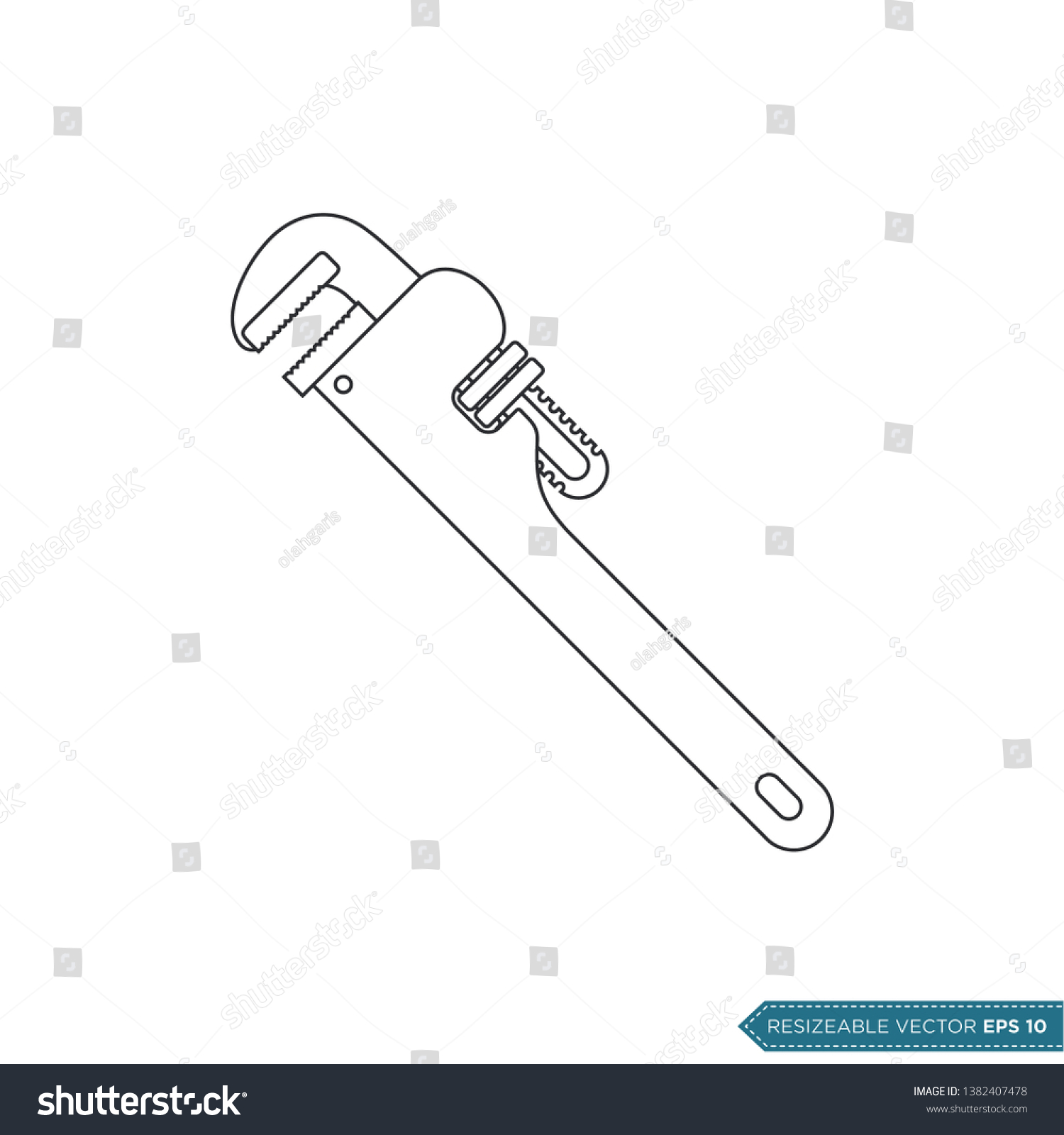 Pipe Wrench Icon Vector Template Stock Vector (Royalty Free) 1382407478