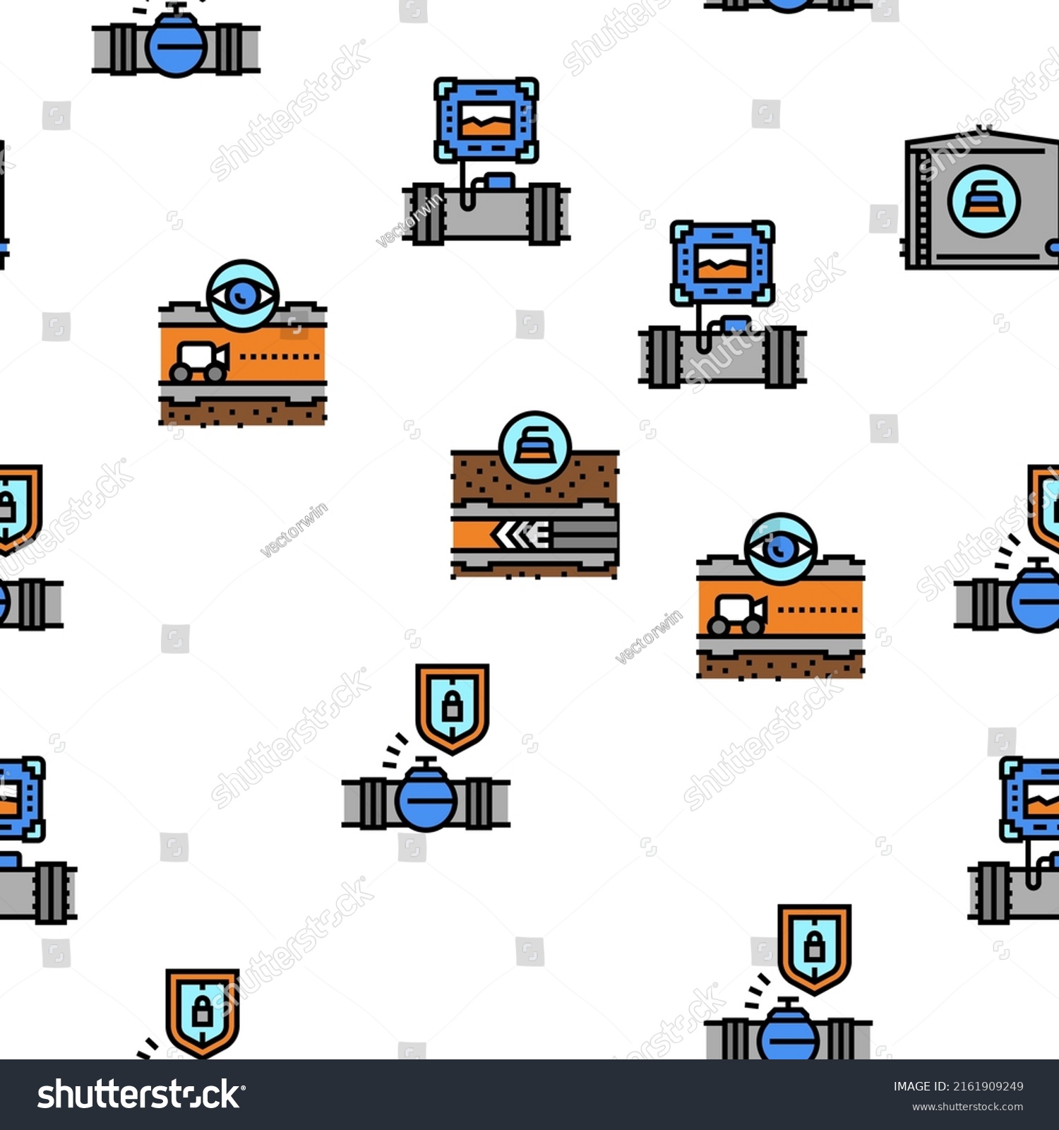 Pipeline Construction Vector Seamless Pattern Thin Stock Vector ...