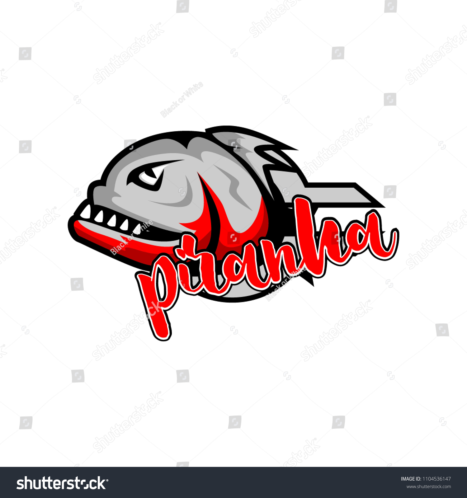 Piranha Logo Design Stock Vector (Royalty Free) 1104536147