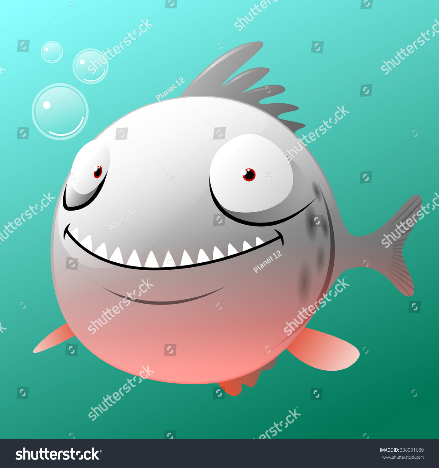 Piranha Smiling Stock Vector (Royalty Free) 308991689