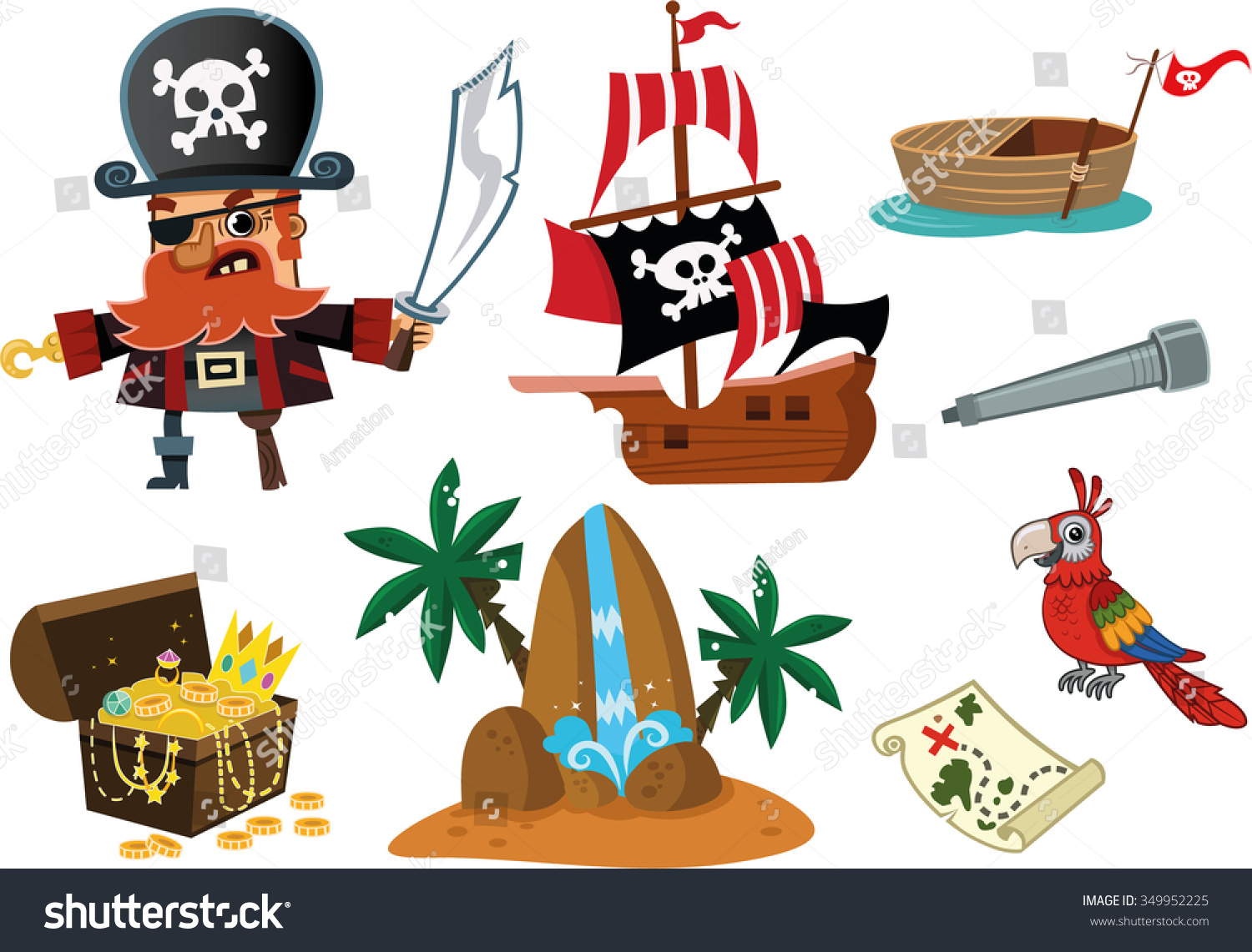 Pirate His Stuff Stock Vector (Royalty Free) 349952225