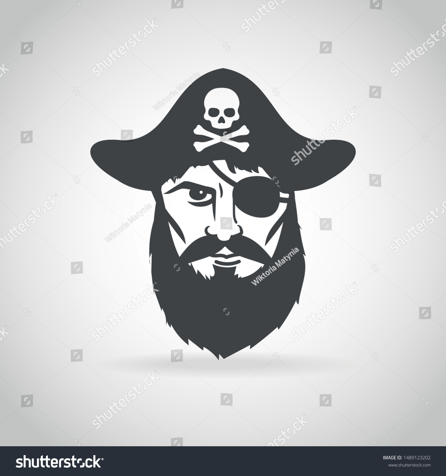 Pirate Captain Face Icon Vector Stock Vector (Royalty Free) 1489123202