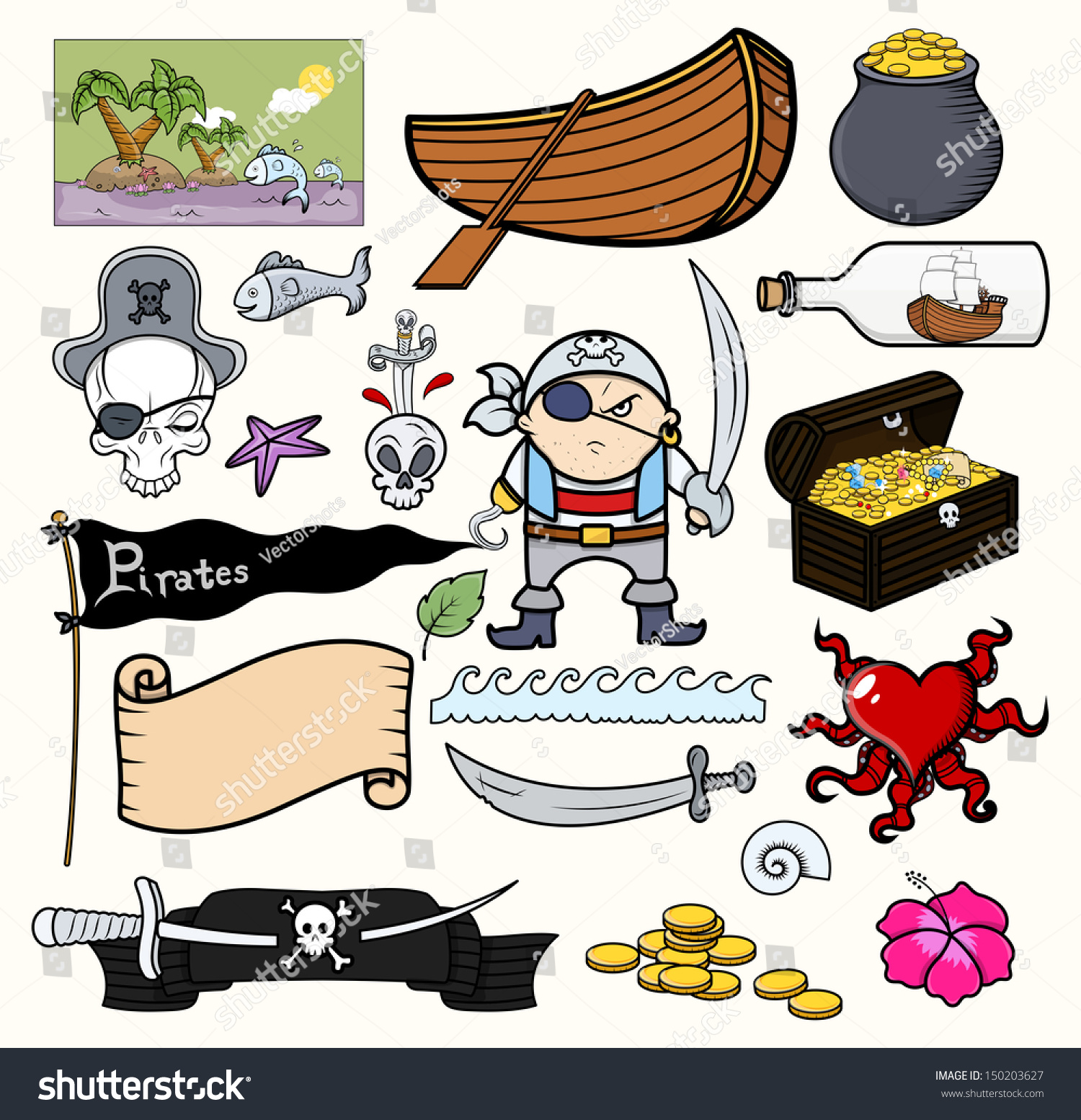 Pirate Cartoons Vector Stock Vector (Royalty Free) 150203627