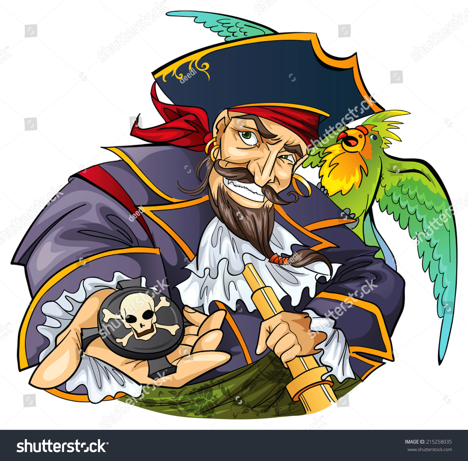 Pirate Character Stock Vector Illustration 215258035 : Shutterstock