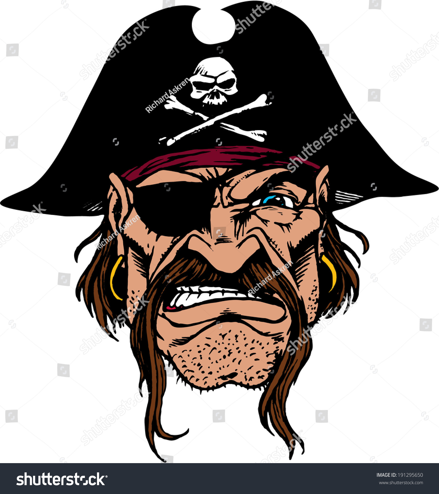 Pirate Head Stock Vector (Royalty Free) 191295650 | Shutterstock