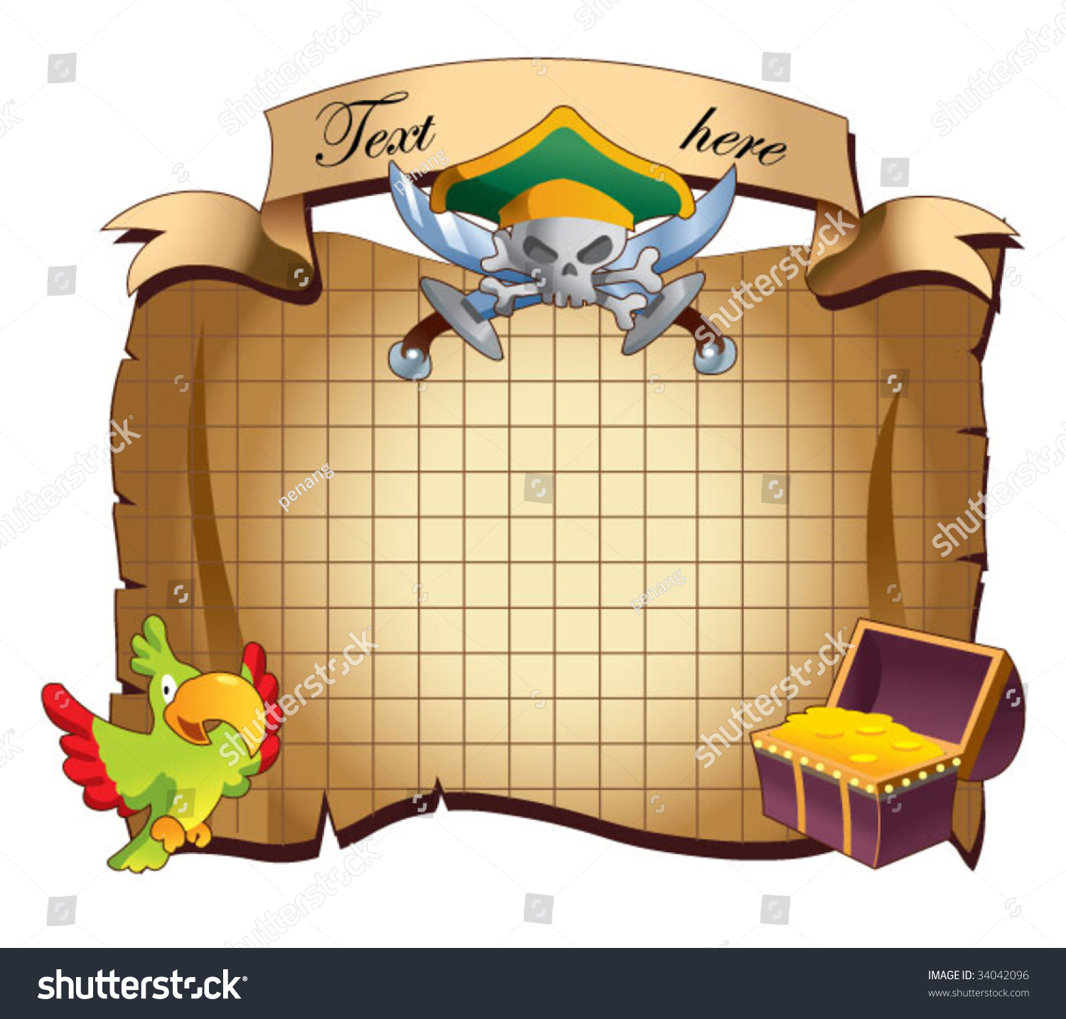 Pirate Map Background Stock Vector (Royalty Free) 34042096